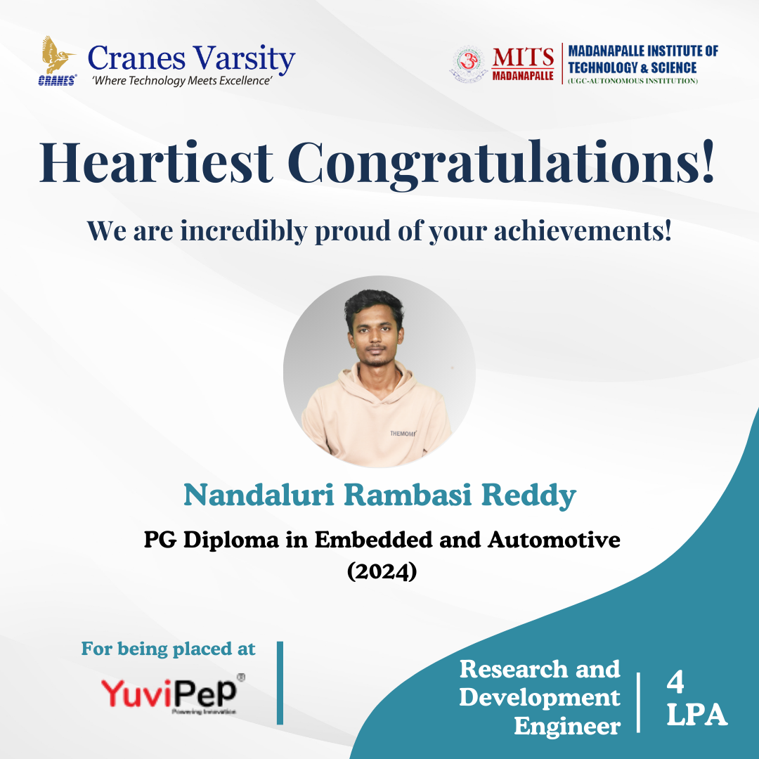 Recent Placed Students - Cranes Varsity