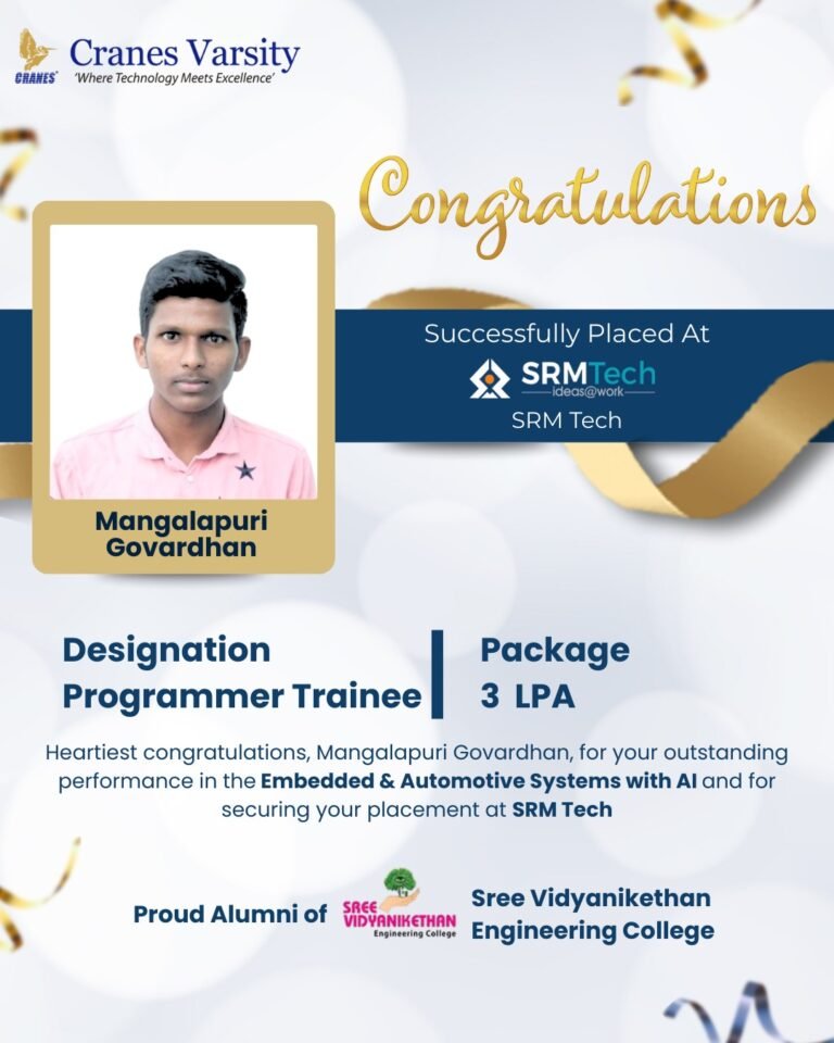 Recent Placed Students - Cranes Varsity